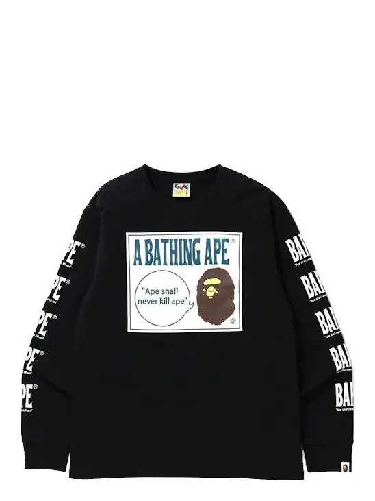 A BATHING APE Boombox Tag Long Sleeve Tee Shirt - Black
