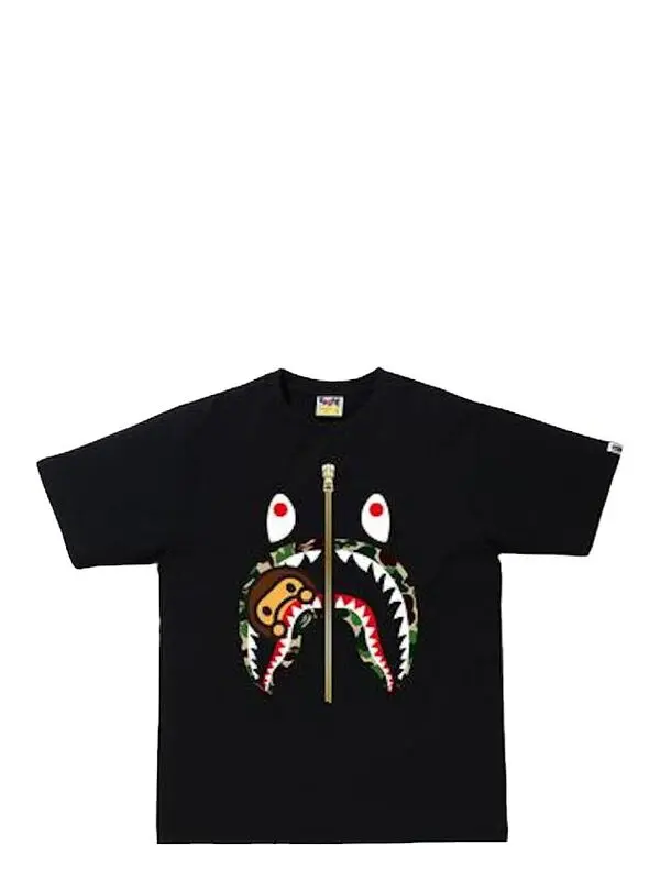 A BATHING APE Abc Camo Milo Shark Tee Shirt - Black/green