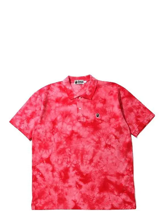 A BATHING APE Relaxed Tie Dye Polo Shirt - Red