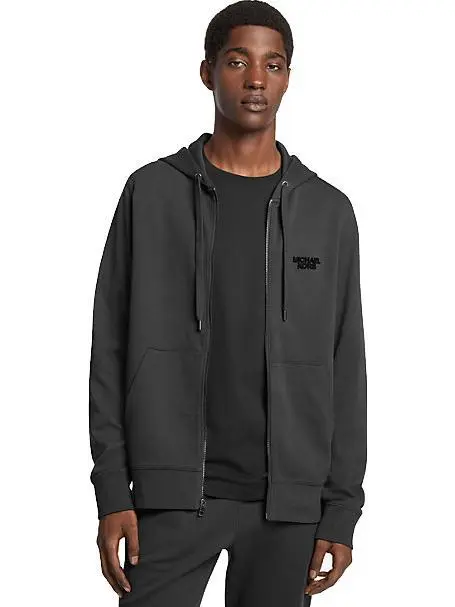Michael Kors Cotton Blend Zip-up Hoodie - Black