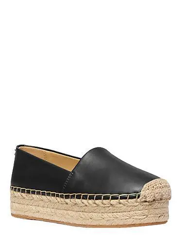Michael Kors Lynn Leather Platform Espadrille - Black