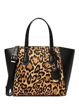 Michael Kors Taryn Small Leopard Print Calf Hair Convertible Crossbody Bag - Yellow