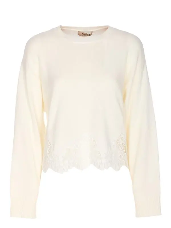 TWINSET Crewneck Sweater With Lace - White
