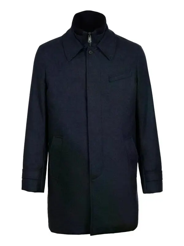 NORWEGIAN WOOL Buttoned Coat With Zip Fastening - Blue