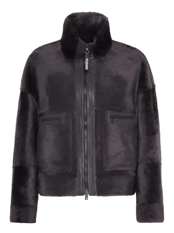Brunello Cucinelli Shearling And Leather Jacket - Black