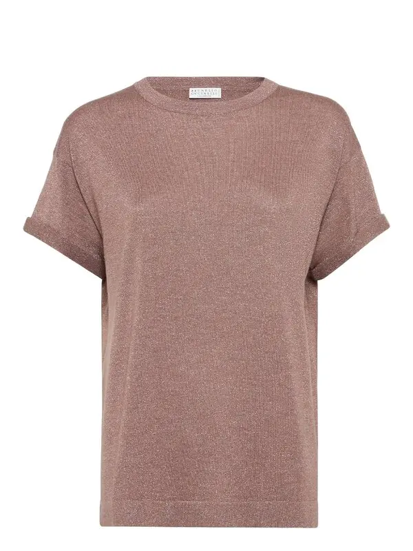 Brunello Cucinelli Cashmere-blend Sparkling T-shirt - Red