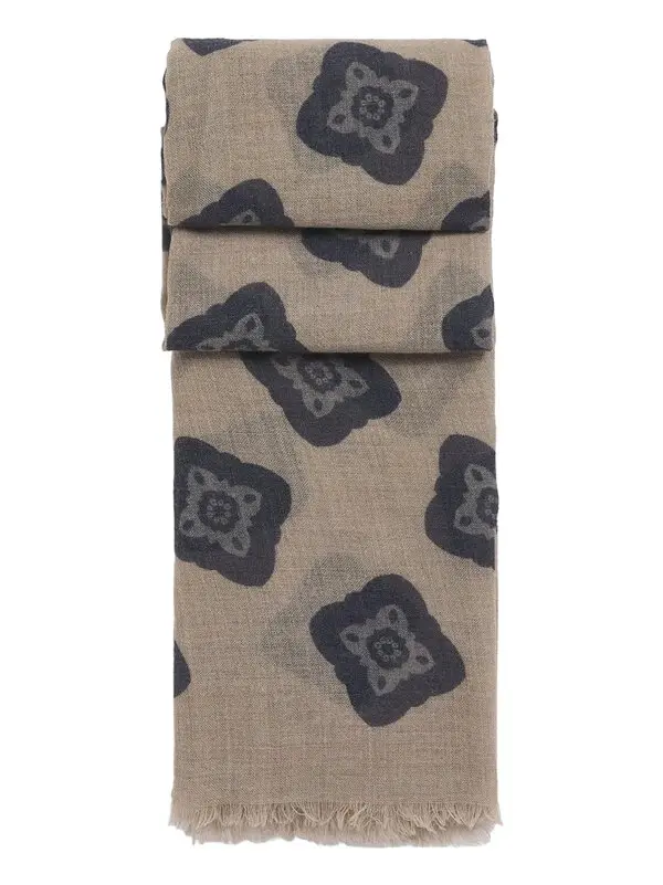 Giorgio Armani Virgin Wool-yak Wool Printed Foulard - Beige