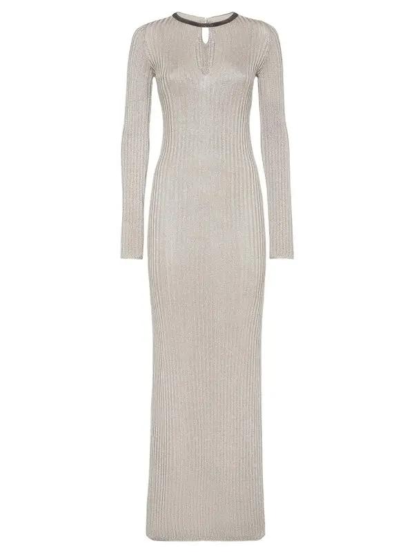 Brunello Cucinelli Sparkling Rib-knit Dress - Beige