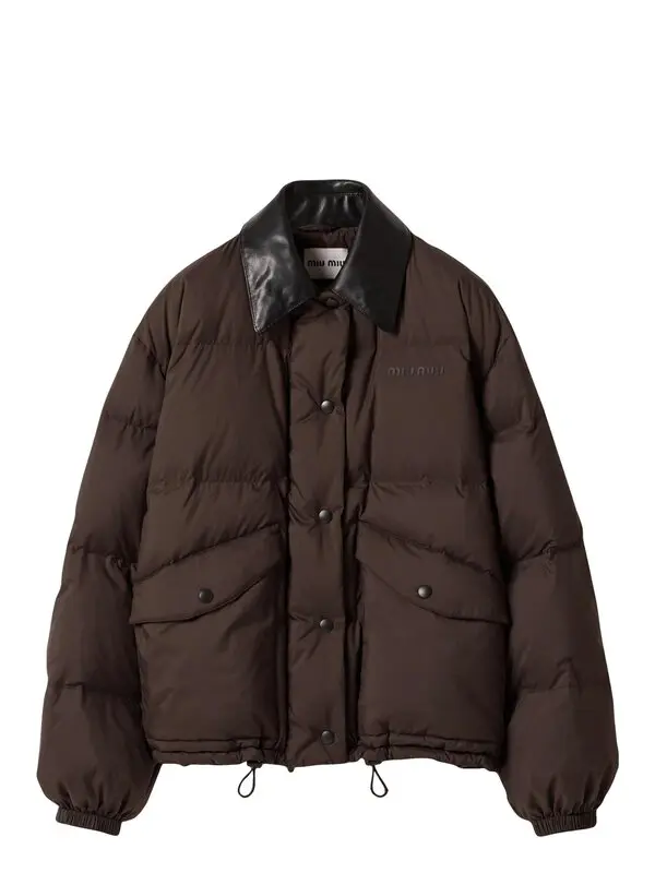 Miu Miu Down Technical Pongé Puffer Jacket - Brown