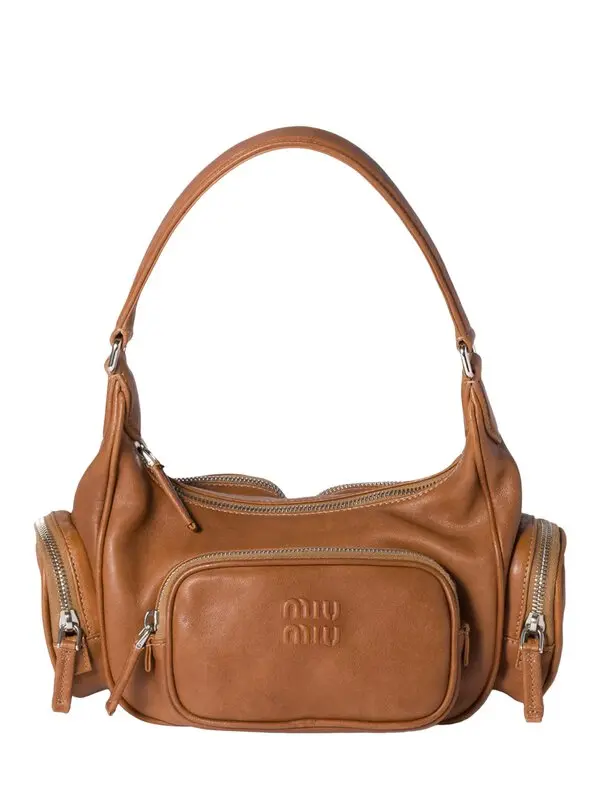 Miu Miu Nappa Leather Pocket Top-handle Bag - Brown