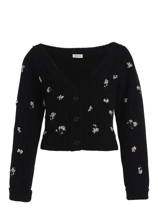 Simkhai Novah Embellished Wool-cashmere Cardigan - Black