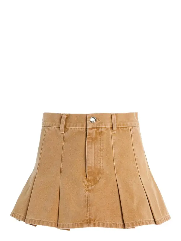 RÙADH The Kenna Pleated Mini Skirt - Khaki