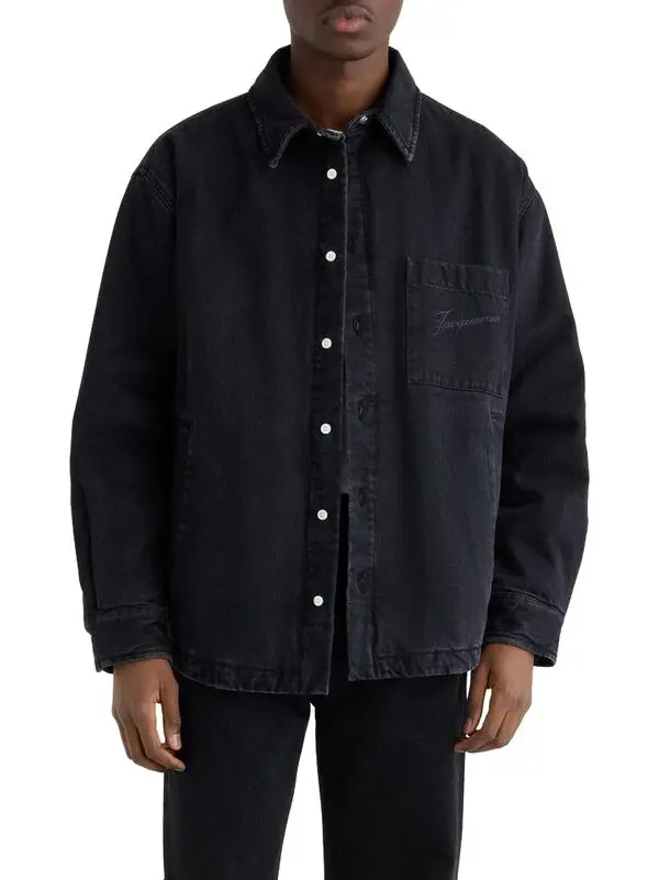 Jacquemus La Chemise Boulanger Oversize Denim Shirt Jacket - Black