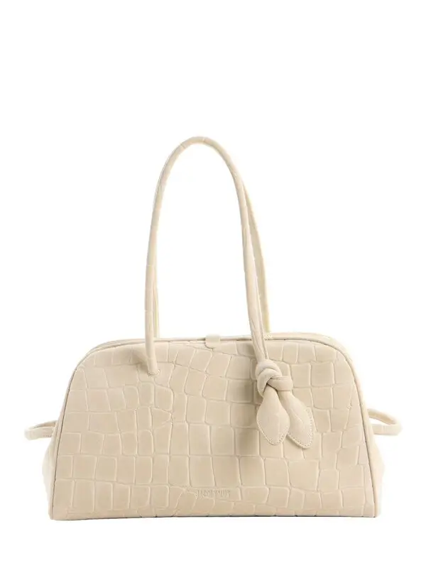 Jacquemus Le Turismo Croc Embossed Suede Bowling Bag - Ivory 120