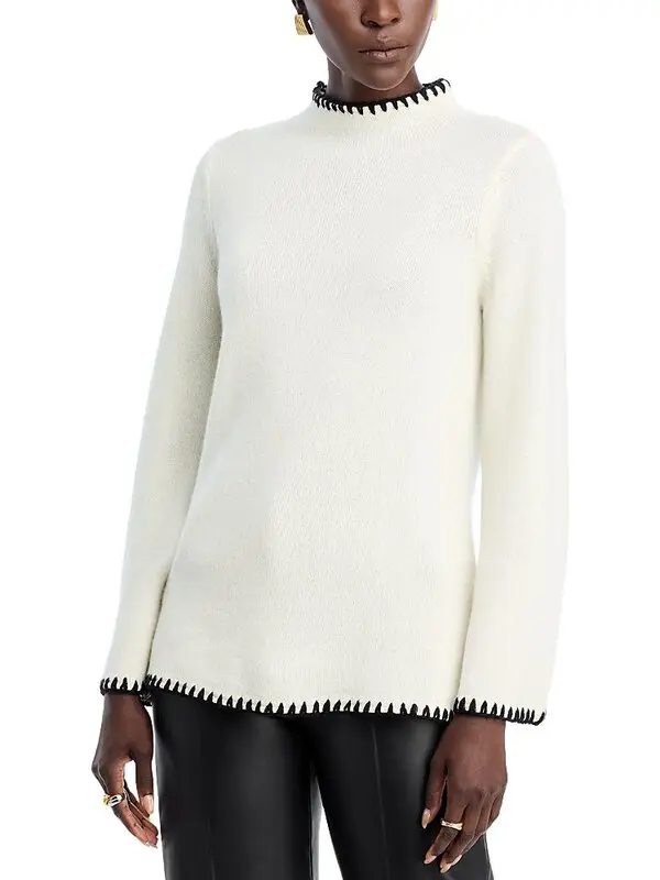 Elie Tahari Cashmere Funnel Neck Sweater - Vanilla