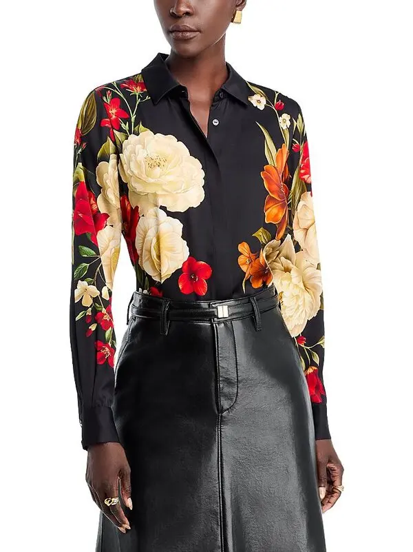 Elie Tahari Shae Silk Stretch Shirt - Lovestruck Print