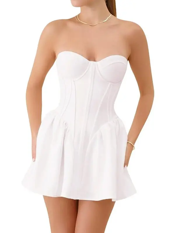 HEIRESS BEVERLY HILLS Strapless Corset A-line Mini Dress - White