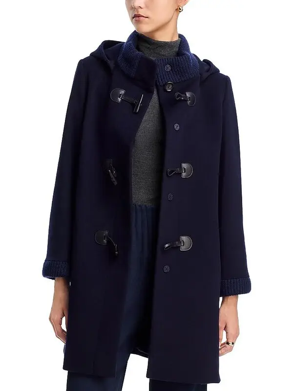 Cinzia Rocca Hooded Toggle Coat - Navy