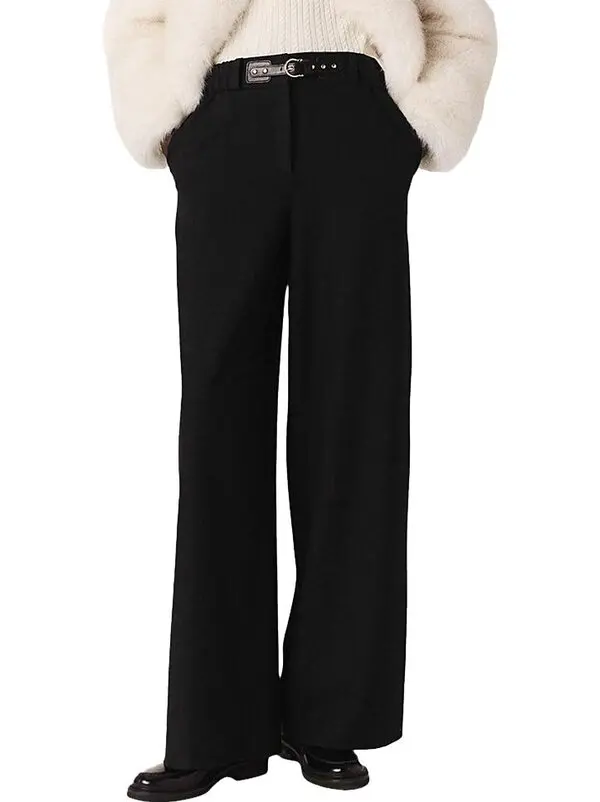 Maje Wide Leg Suit Trousers - Black