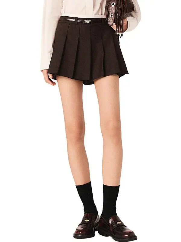 Maje Clover Belted Skort - Brown