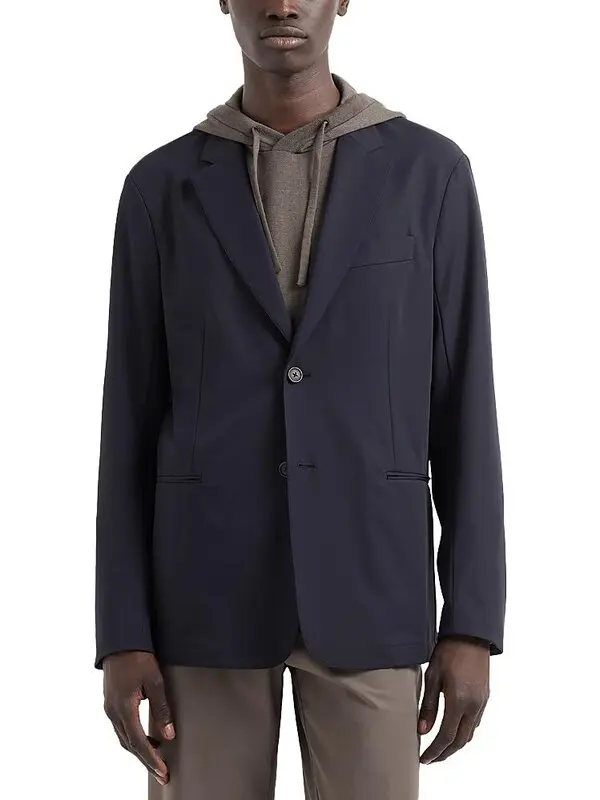 Emporio Armani Travel Essentials Textured Blazer Jacket - Navy Blue
