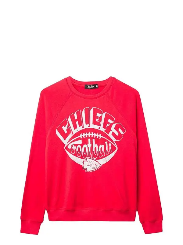 Junk Food Clothing Nfl Kansas City Chiefs Raglan Crew Fleece - Licorice