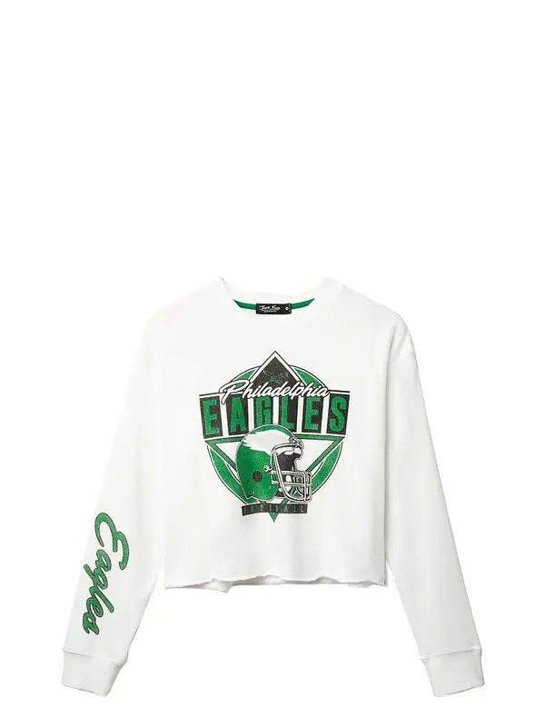 Junk Food Clothing Nfl Philadelphia Eagles Helmet Crop Fleece - Vintage White