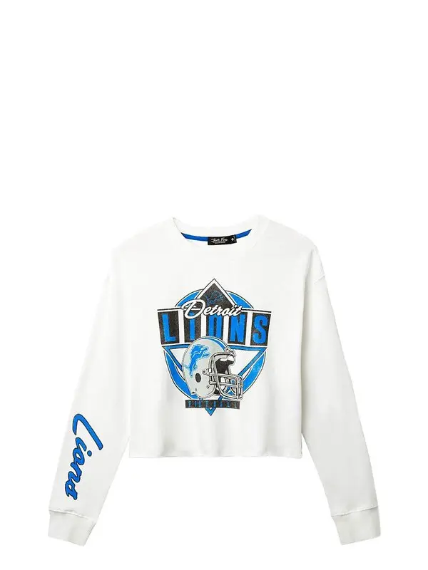 Junk Food Clothing Nfl Detroit Lions Helmet Crop Fleece - Vintage White