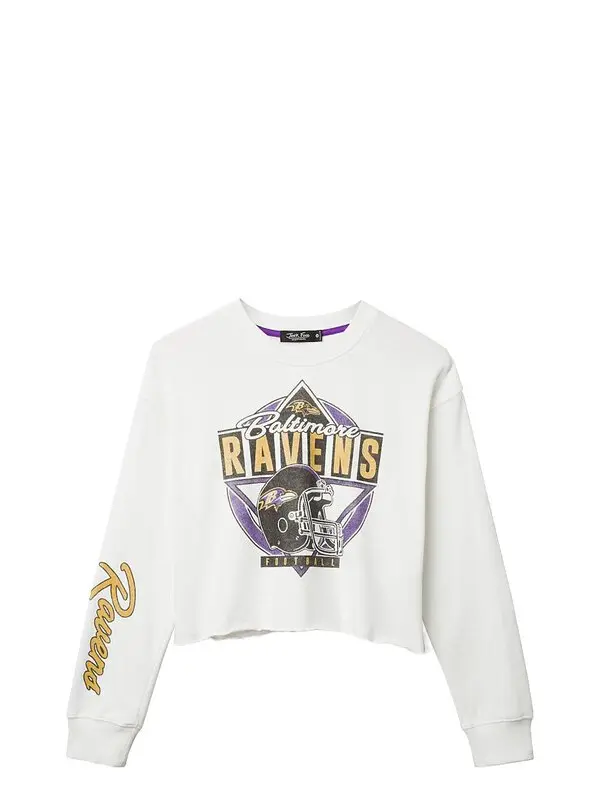 Junk Food Clothing Nfl Baltimore Ravens Helmet Crop Fleece - Vintage White