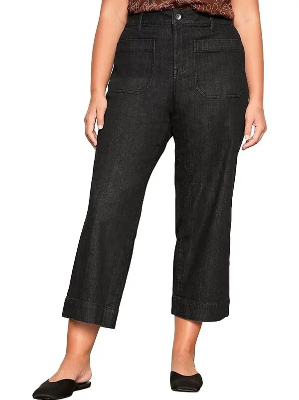 Sanctuary The Marine Mid Rise Cropped Wide Leg Jeans - After Hours