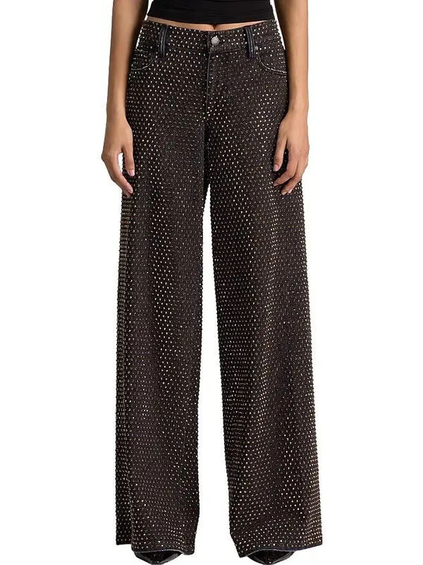 Alice + Olivia Embellished Wide-leg Jeans - Den Lack