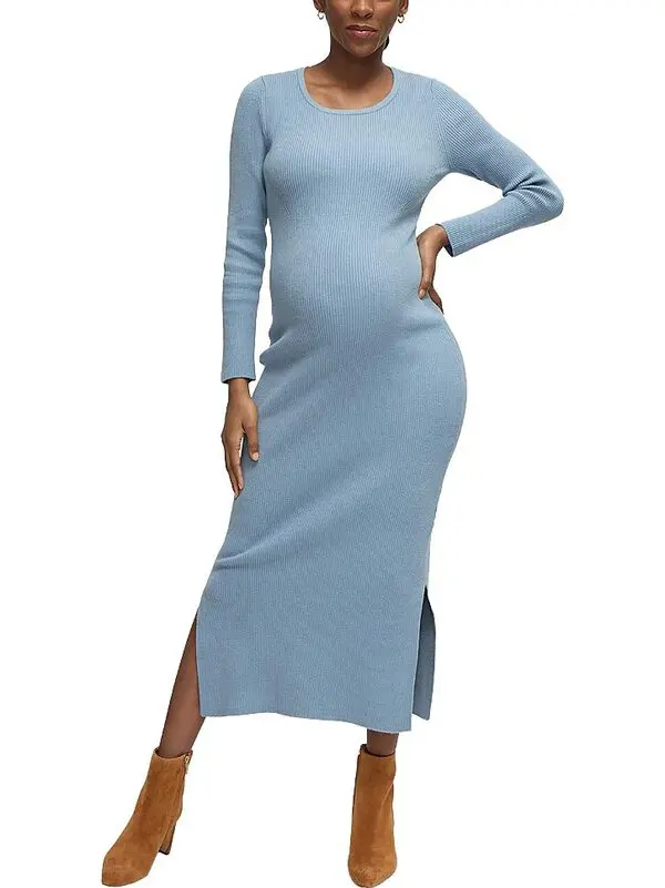 INGRID & ISABEL Maternity Sweater Dress - Grey/ Blue