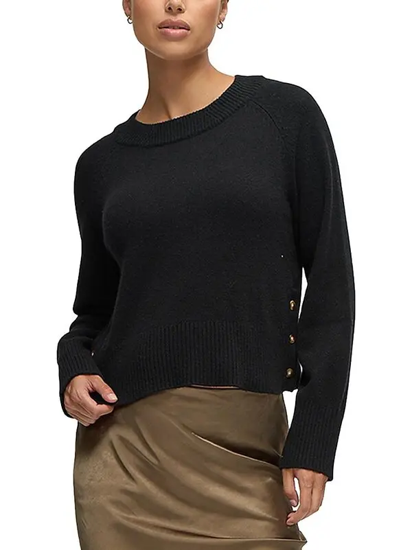 INGRID & ISABEL Crop Mock Neck Maternity Sweater - Black