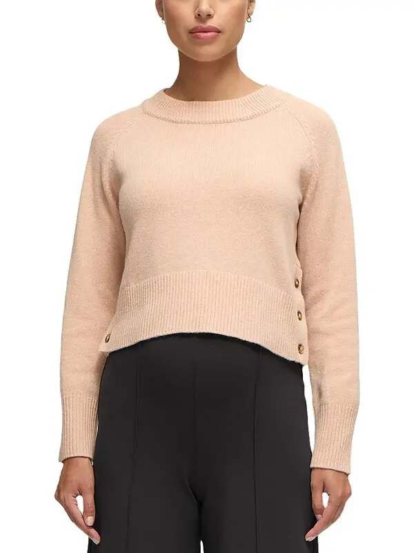 INGRID & ISABEL Crop Mock Neck Maternity Sweater - Champagne