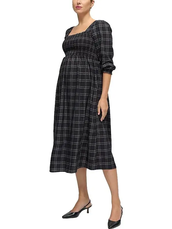 INGRID & ISABEL Checkered Maternity Dress - Black/ White Check