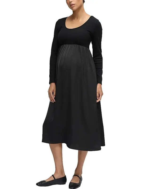 INGRID & ISABEL Mixed Media Maternity Dress - Black