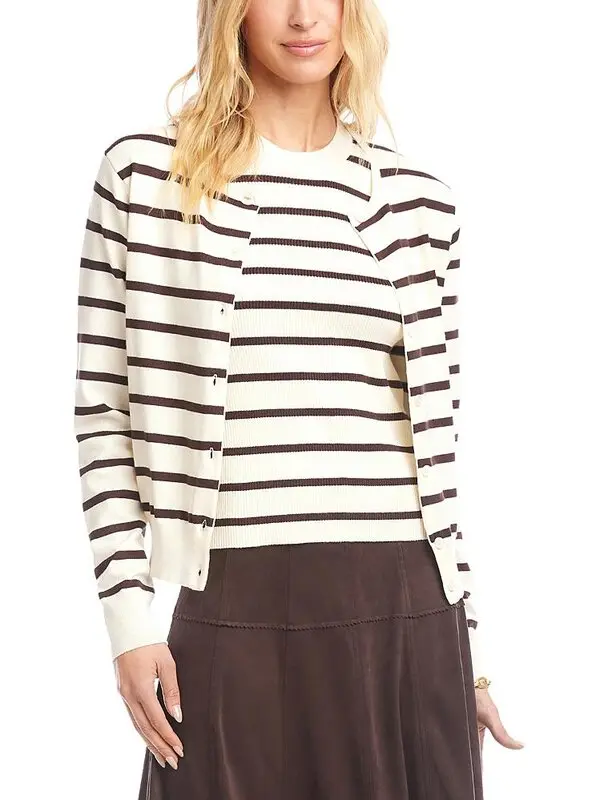 Karen Kane Striped Cardigan - Cream