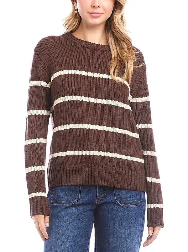 Karen Kane Striped Sweater - Chocolate