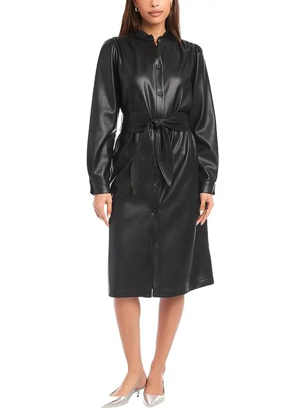 Fifteen Twenty Faux Leather Shirtdress - Black