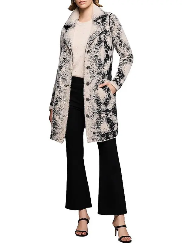 NIC+ZOE Textured Double Knit Diamond Coat - Black Multi