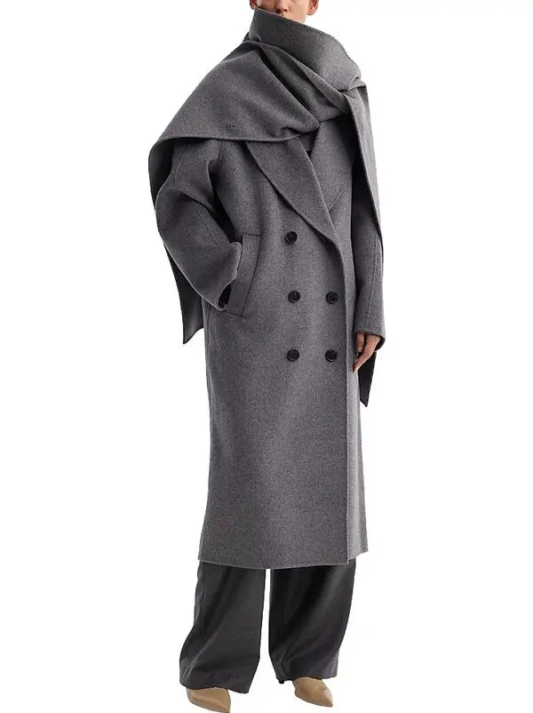 RÓHE Wool Cashmere Signature Scarf Coat - Dark Grey