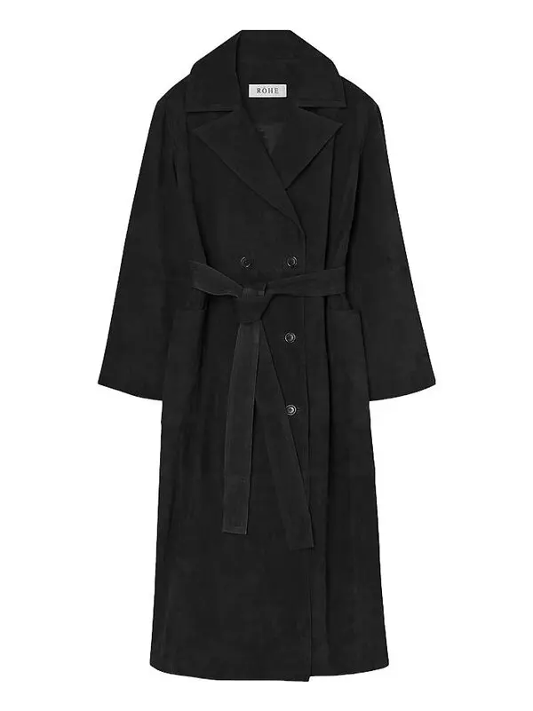 RÓHE Suede Belter Wrap Coat - Black