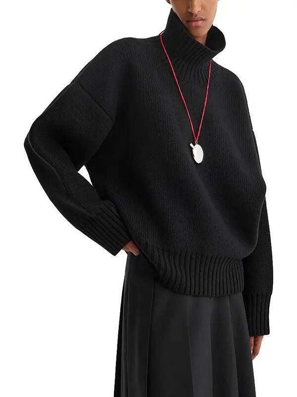 RÓHE Wool Sculptural Turtleneck Sweater - Black