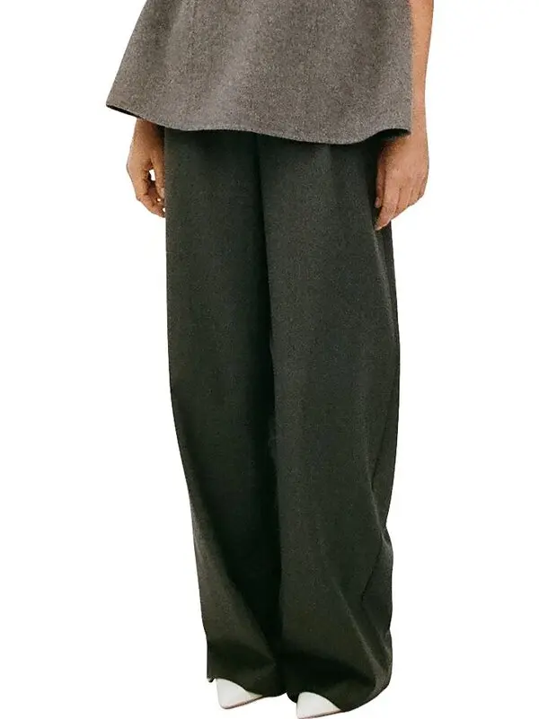 RÓHE Wool Relaxed Soft Pants - Dark Grey