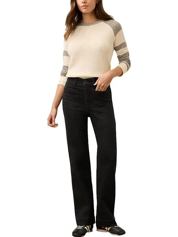 Faherty Brand Stretch Terry Wide Leg Pants - Onyx Black