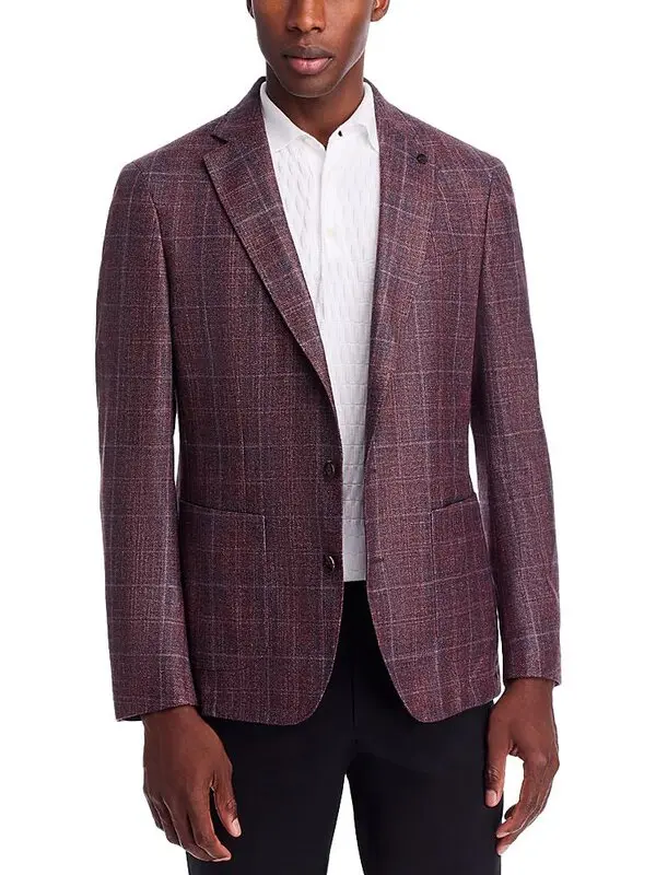 Peter Millar Crown Crafted Claren Plaid Tailored Fit Soft Sport Coat - Garnet