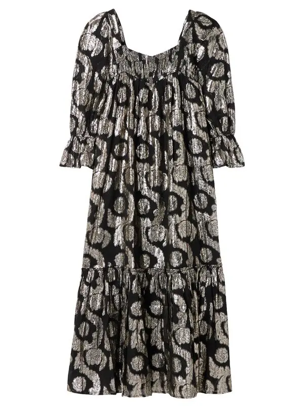 Alix Of Bohemia Lilium Cotton And Lurex-blend Midi Dress - Black