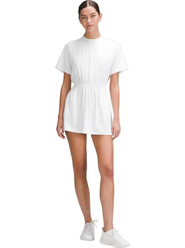 Lululemon Smocked-waist T-shirt Dress - White
