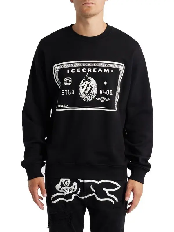 ICECREAM Card Cotton Graphic Sweatshirt - Black