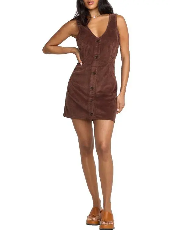 BILLABONG Last Waves Corduroy Mini Dress - Espresso Brown